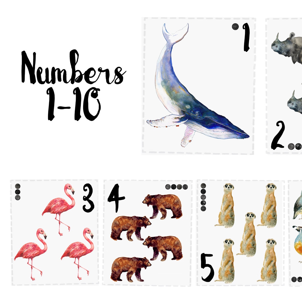 Childrens Number Poster Animal Numbers 1-10 Counting | Etsy