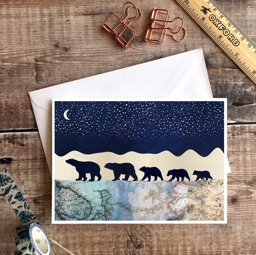 Polar Bear Card, Family of Five Card, Bear Card, Bear Birthday Card ...