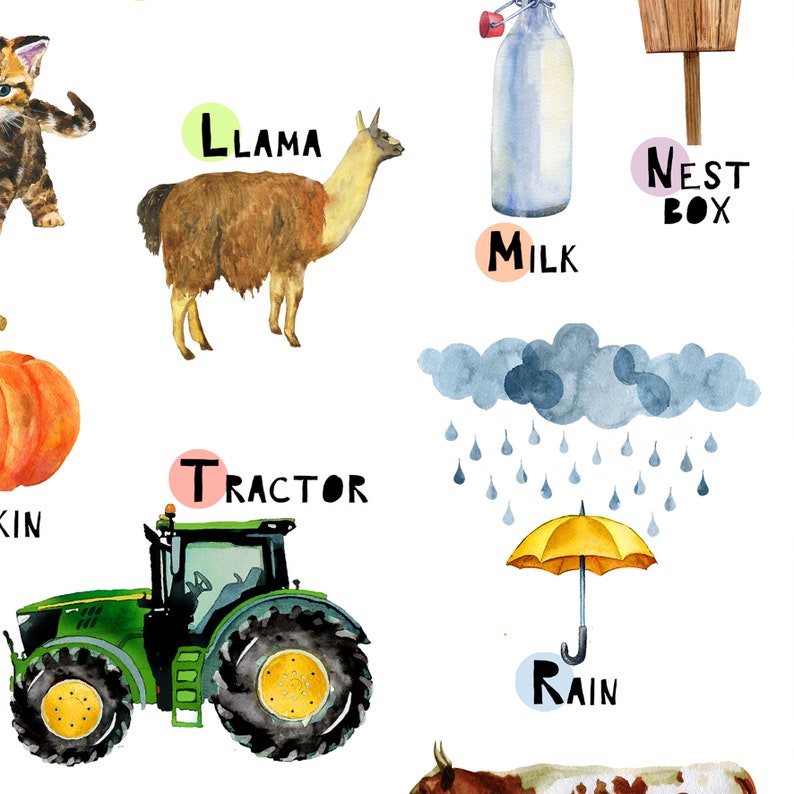 Farm Alphabet Farm Animals Print Children's Alphabet | Etsy UK