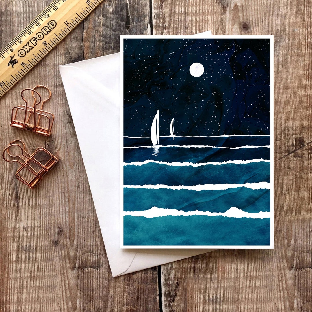 Sailing Card, Ocean Card, Waves Greetings Card, Surf Greetings Card ...