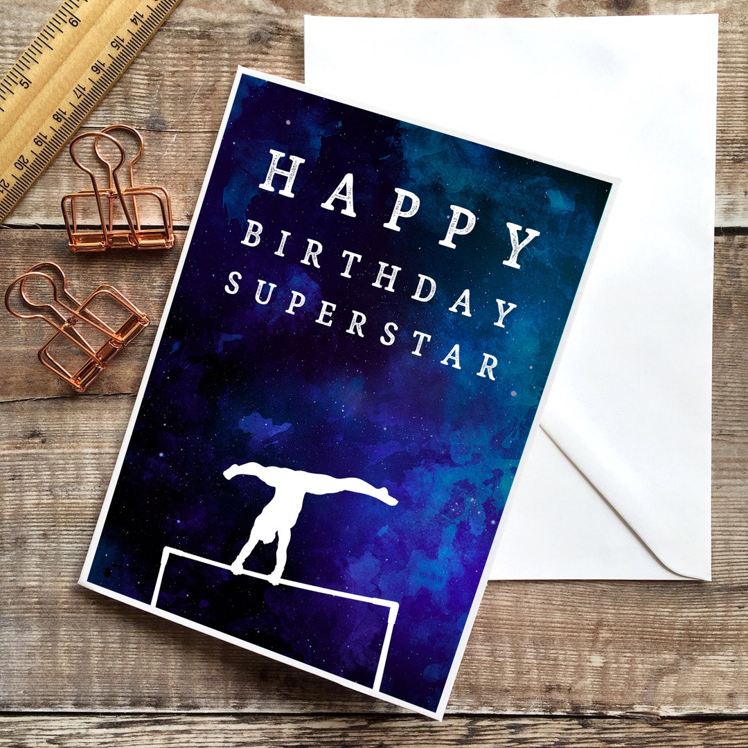 Happy Birthday Card, Gymnastics Birthday Card, Sports, Girls Birthday ...