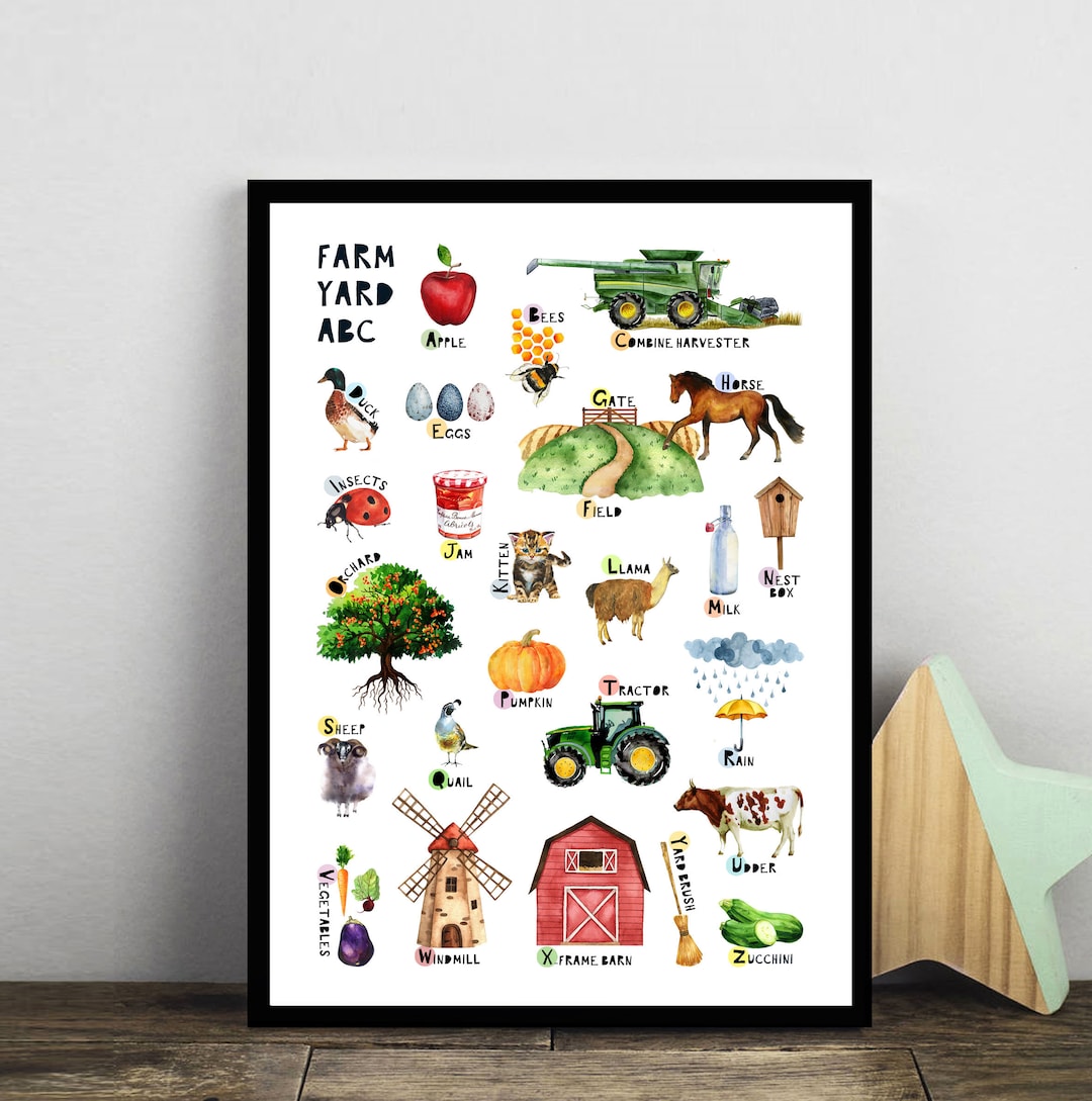 Farm Alphabet, Farm Animals Print, Children's Alphabet Print, Nursery ...
