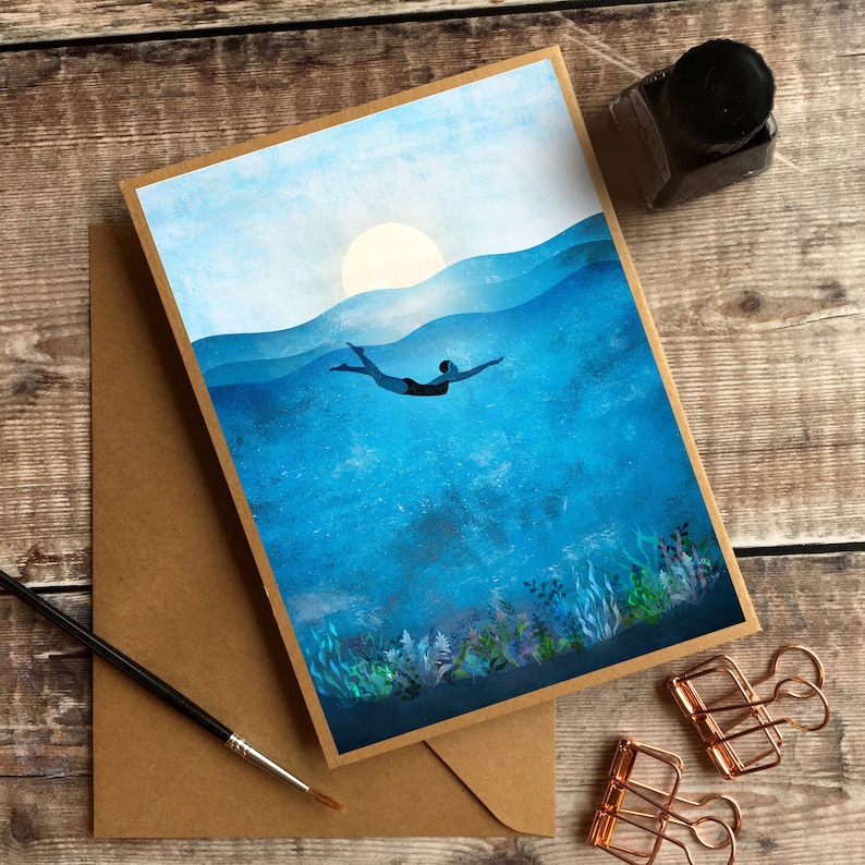 Wild Swimming Card Sea Swimming Card Ocean Swimming Card - Etsy