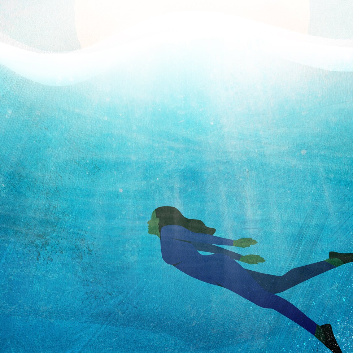 Wild Swimming Print, Free Diving, Ocean Print, Ocean Wall Art ...