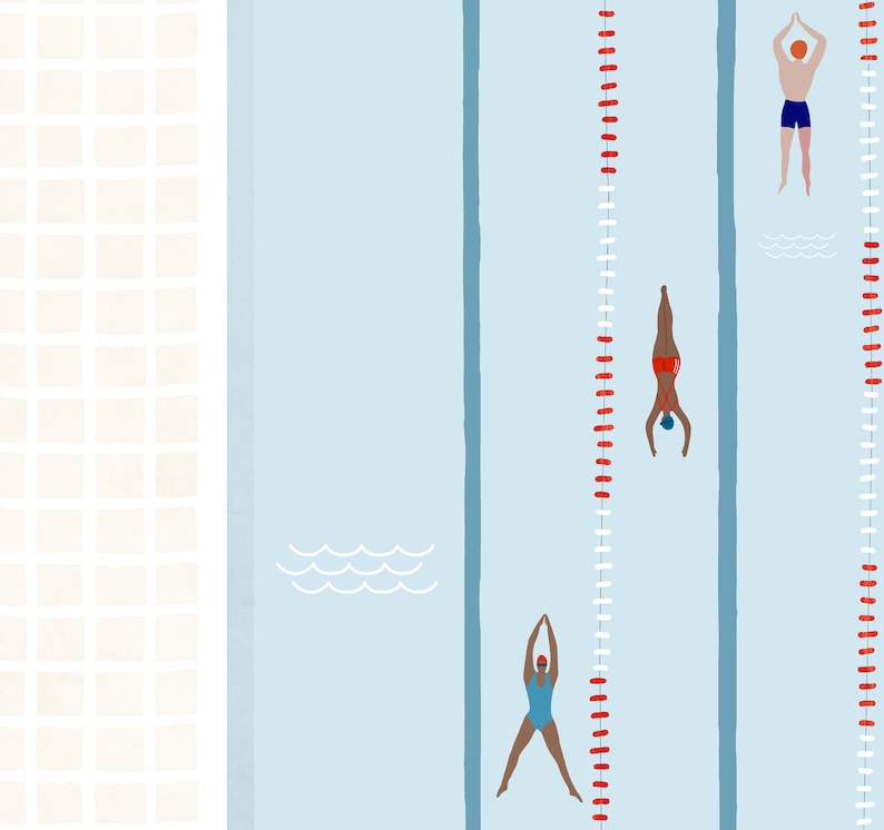 Swimming Print, Lane Swimming, Swimming Pool Print, Swimming Wall Art ...