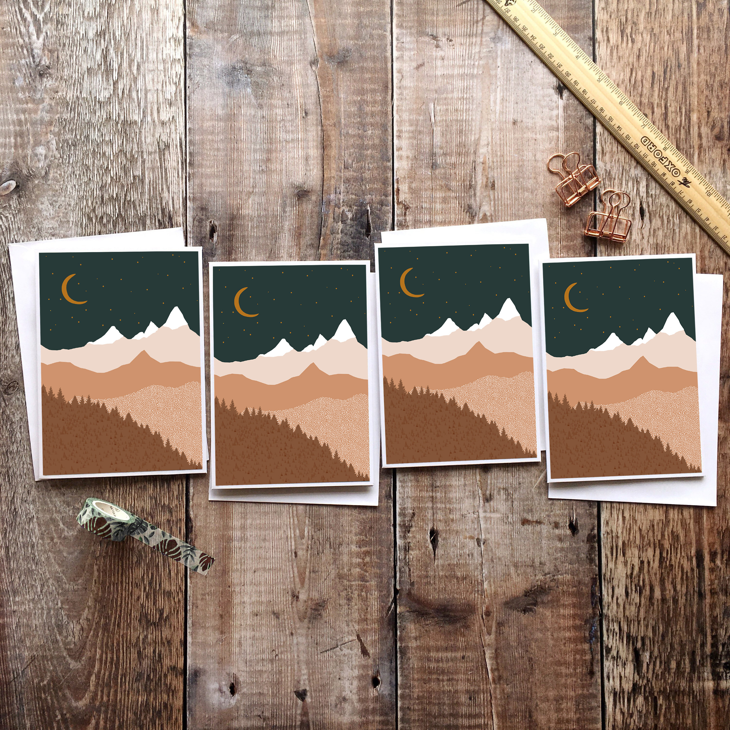 Mountain Card Thank You Card Mountain Christmas Card Mid - Etsy