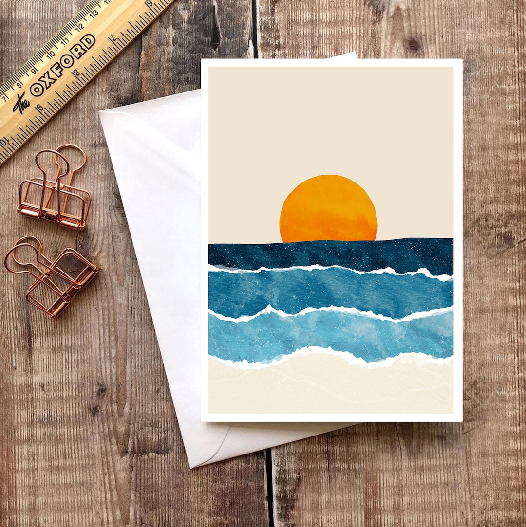 Beach Card, Waves Greetings Card, Surf Greetings Card, Blank Ocean Card ...