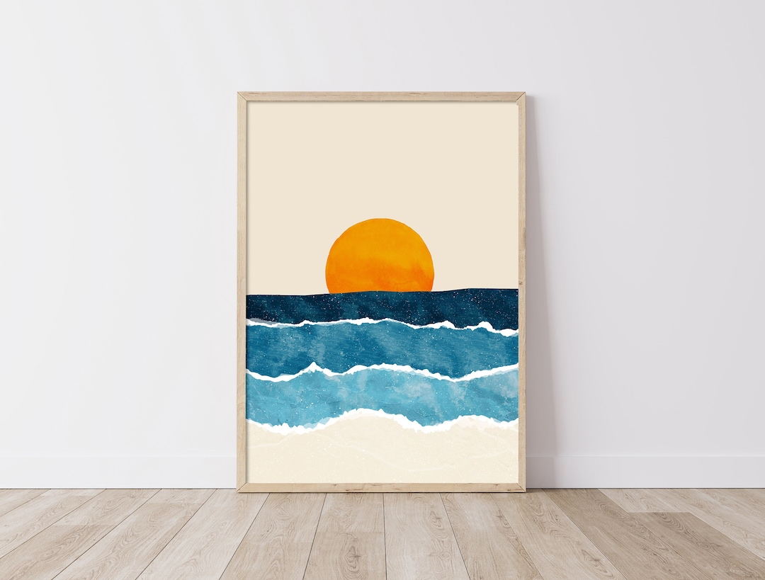 Ocean Waves Print, Beach Poster, Sunrise Ocean, Beach Sunrise Print ...