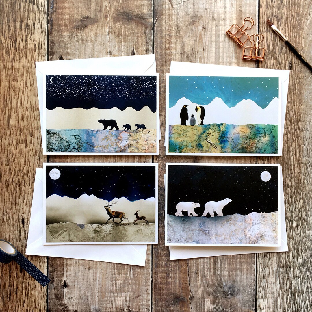 Winter Wildlife Card Set, Blank Greetings, Thank You Cards, Christmas ...