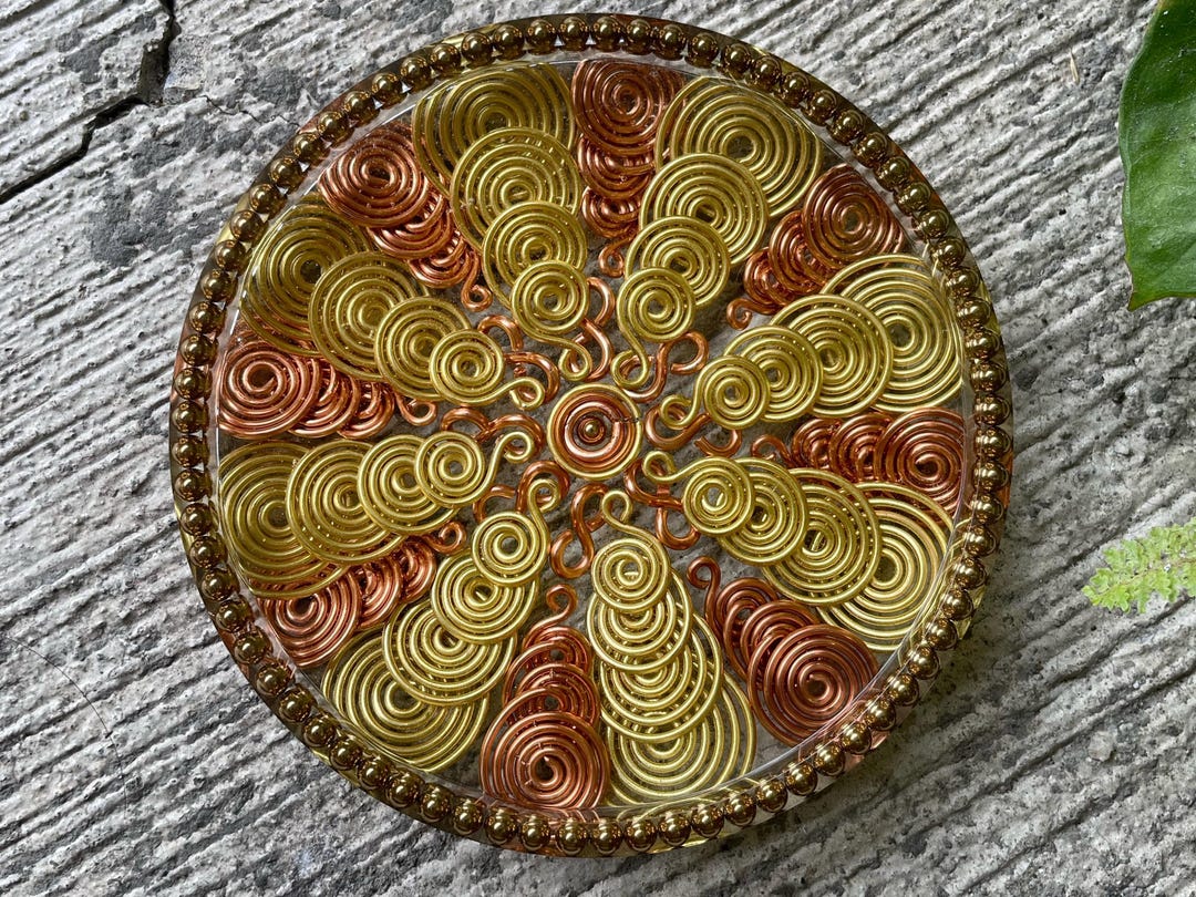 Spiral Heavy Metal Orgonite Coasters 100% Copper - Etsy