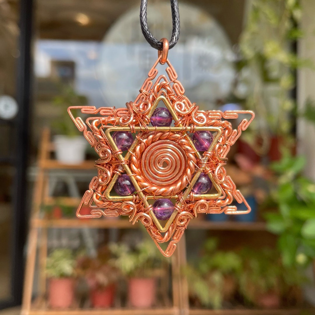 Copper Star of David Pendant With Spiral Coil - Etsy