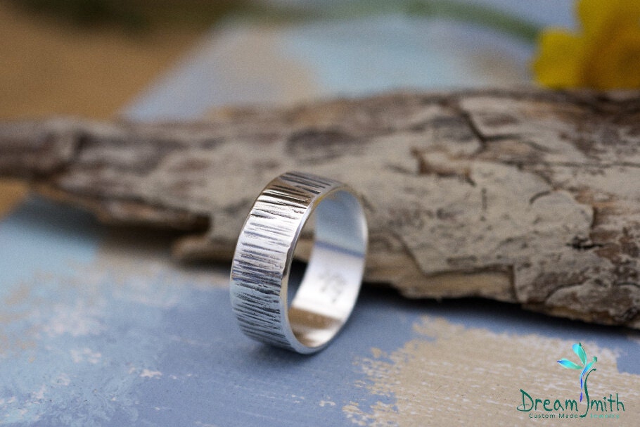 Sterling Silver Ring Hammered and Oxidized for a Rustic Look - Etsy