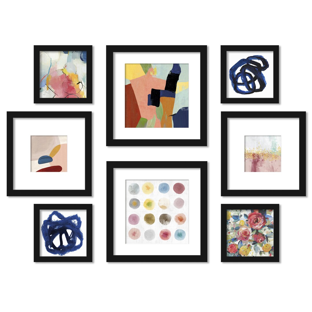 Colorful Paint Strokes 8 Piece Framed Gallery Wall Art Set Picture Set ...