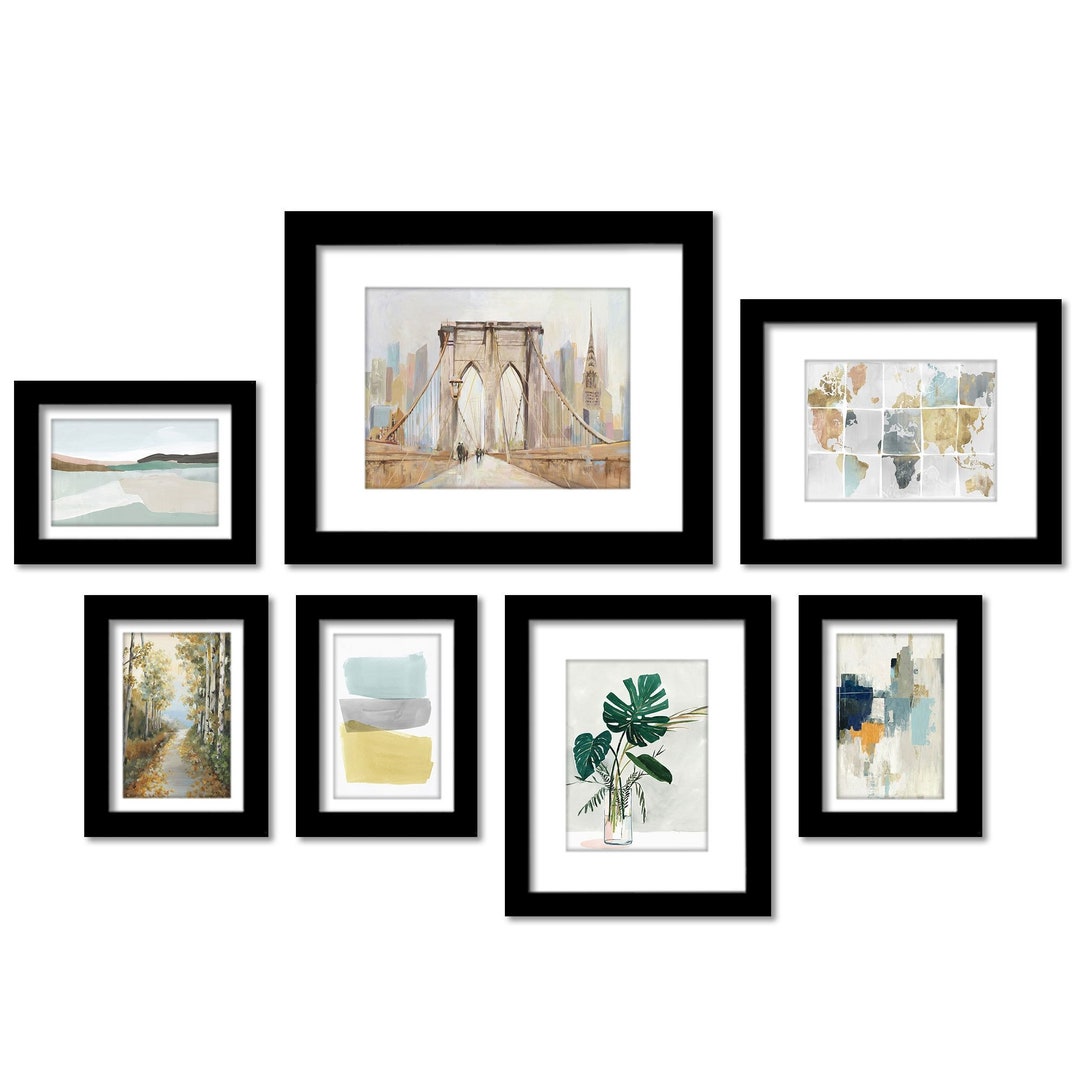 7 Piece Framed Gallery Wall Art Set, Modern Gallery Wall, Exhibition ...