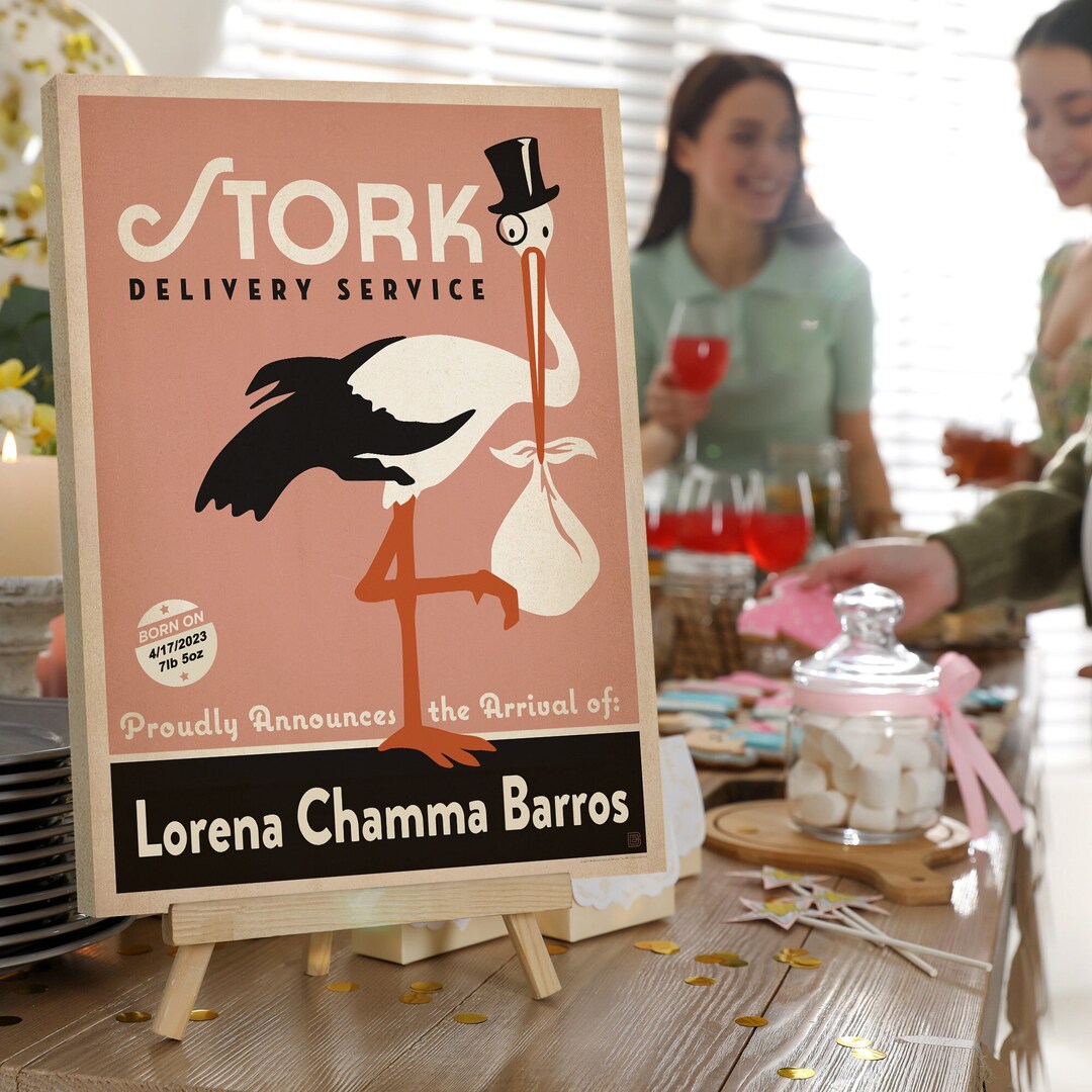 Custom Baby Sign: Stork Delivery Service Artwork Custom Baby Girl Gift ...