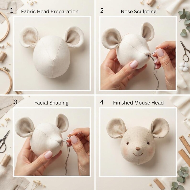 Wedding Mouse Family Sewing Pattern PDF | DIY Felt Mouse Doll Tutorial ...
