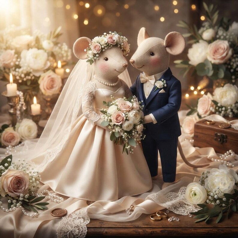 Wedding Mouse Family Sewing Pattern PDF | DIY Felt Mouse Doll Tutorial ...