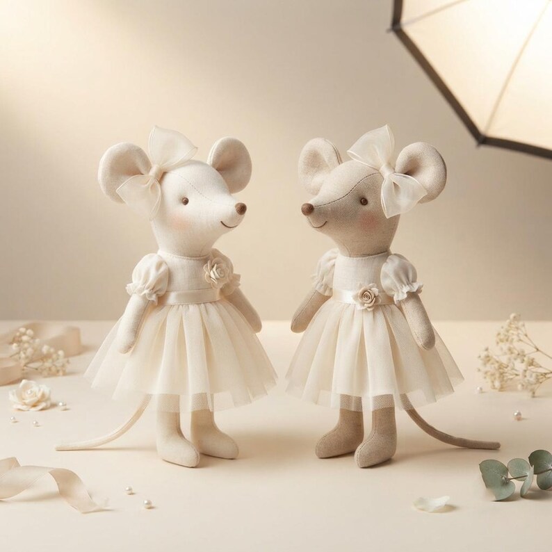 Wedding Mouse Family Sewing Pattern PDF | DIY Felt Mouse Doll Tutorial ...