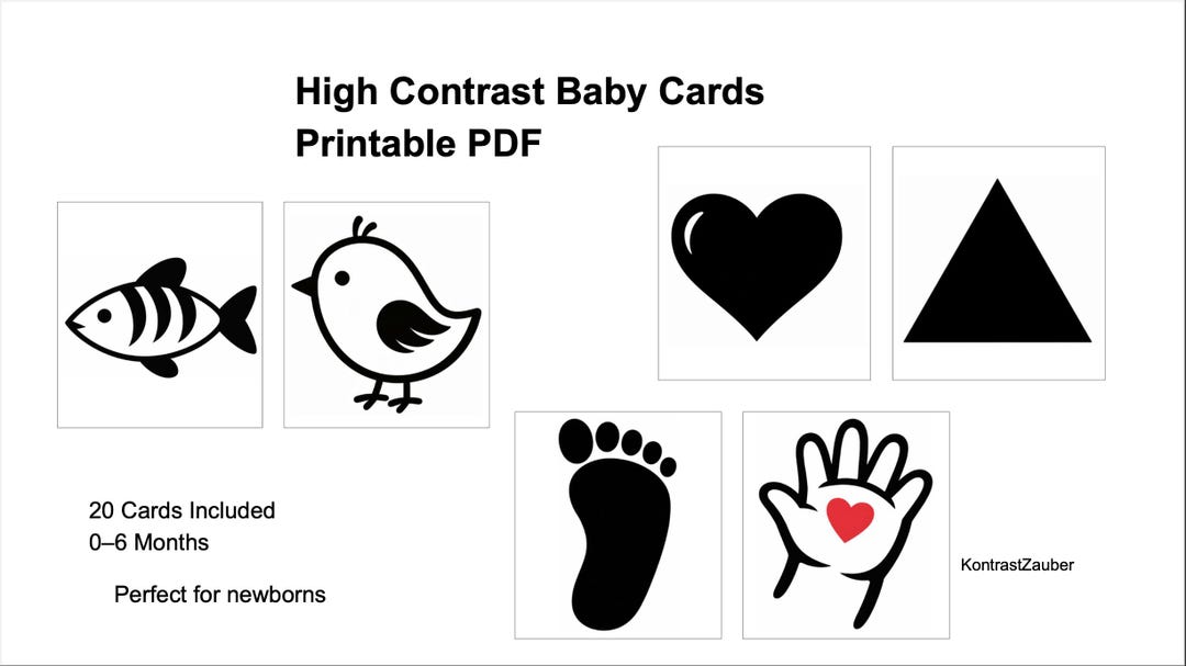 High Contrast Baby Cards Printable PDF | Black White Newborn Cards ...