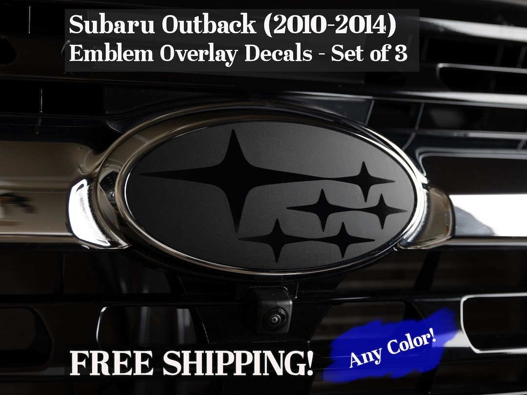 2010-2014 Subaru Outback Emblem Overlay Decals Set of 3 Front Grill ...
