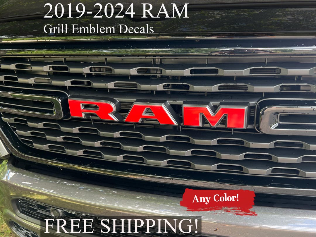 RAM Grill and Door Emblem Overlay Decals (fits 2019-2025 RAM Trucks ...