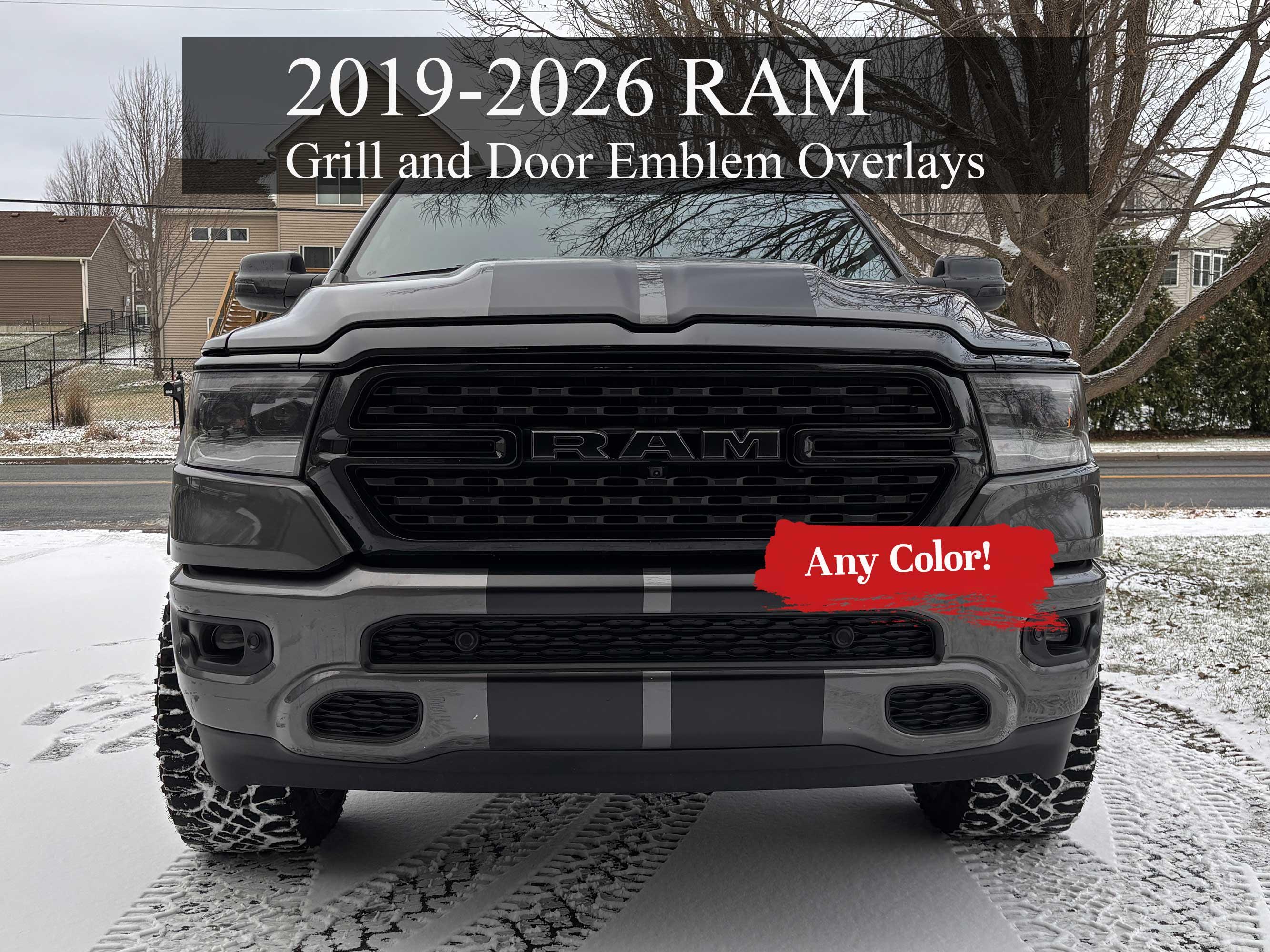 RAM Grill and Door Emblem Overlay Decals (fits 2019-2026 RAM Trucks ...