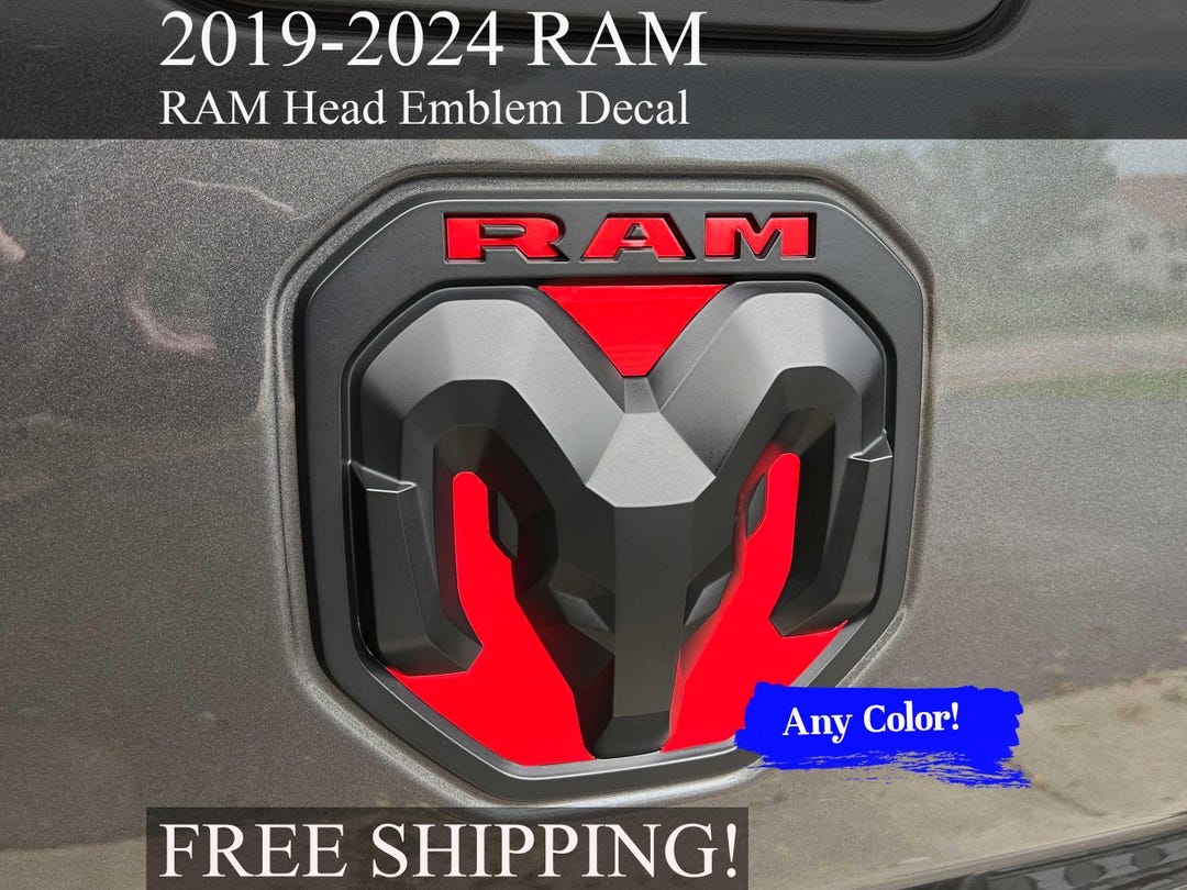RAM Tailgate RAM Head Emblem Decal (fits 2019-2024 RAM Trucks ...