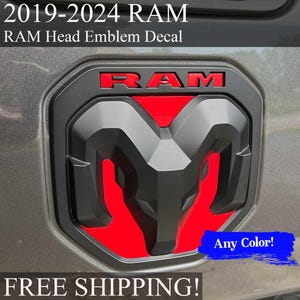 RAM Tailgate RAM Head Emblem Decal (fits 2019-2024 RAM Trucks ...