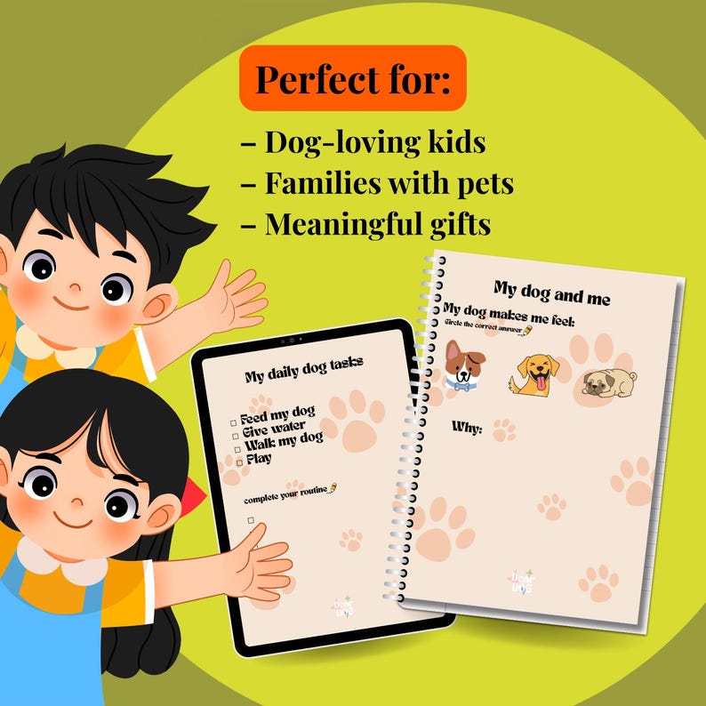Dog Memory Book for Kids | Pet Care Journal & Responsibility Tracker - Etsy