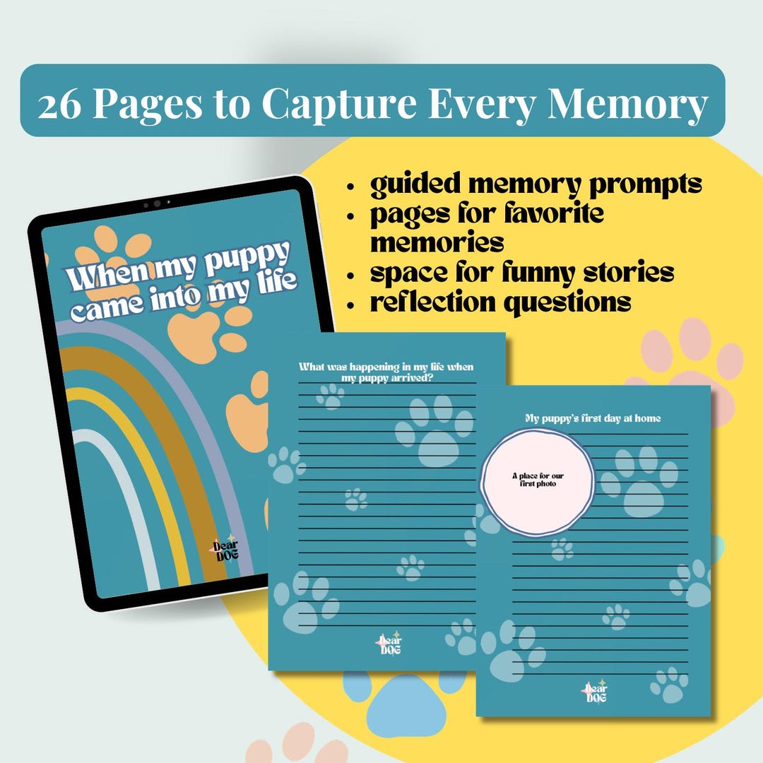 Dog Memory Book Printable | Guided Puppy Keepsake Journal (instant ...