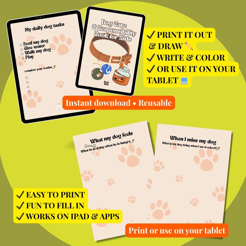 Dog Memory Book for Kids | Pet Care Journal & Responsibility Tracker - Etsy