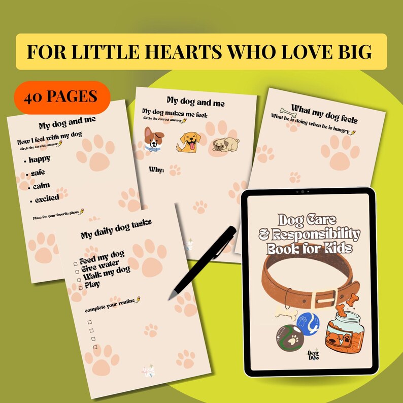 Dog Memory Book for Kids | Pet Care Journal & Responsibility Tracker - Etsy