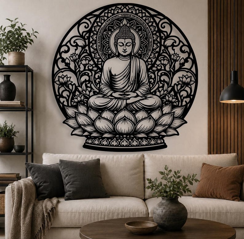 Buddha Lotus Laser Cut Wall Art Svg Dxf Ai Pdf Png, Mandala Meditation ...