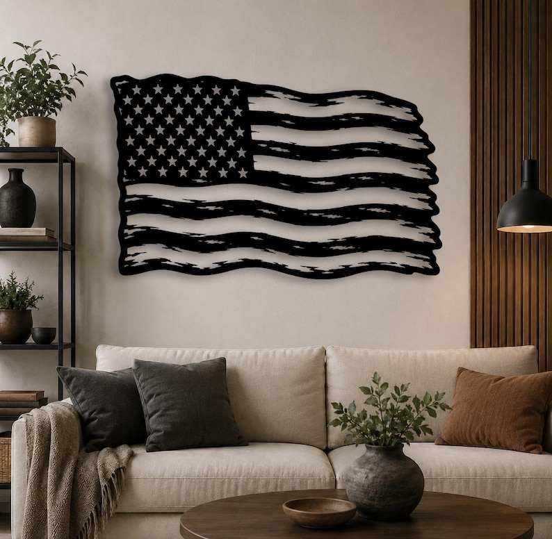 Distressed American Flag Wall Art Svg-dxf-png-ai-pdf, Patriotic USA ...
