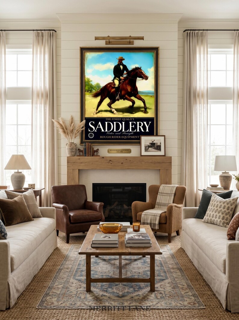 Vintage Equestrian Saddlery Poster, Victorian Horseman Print (digital ...