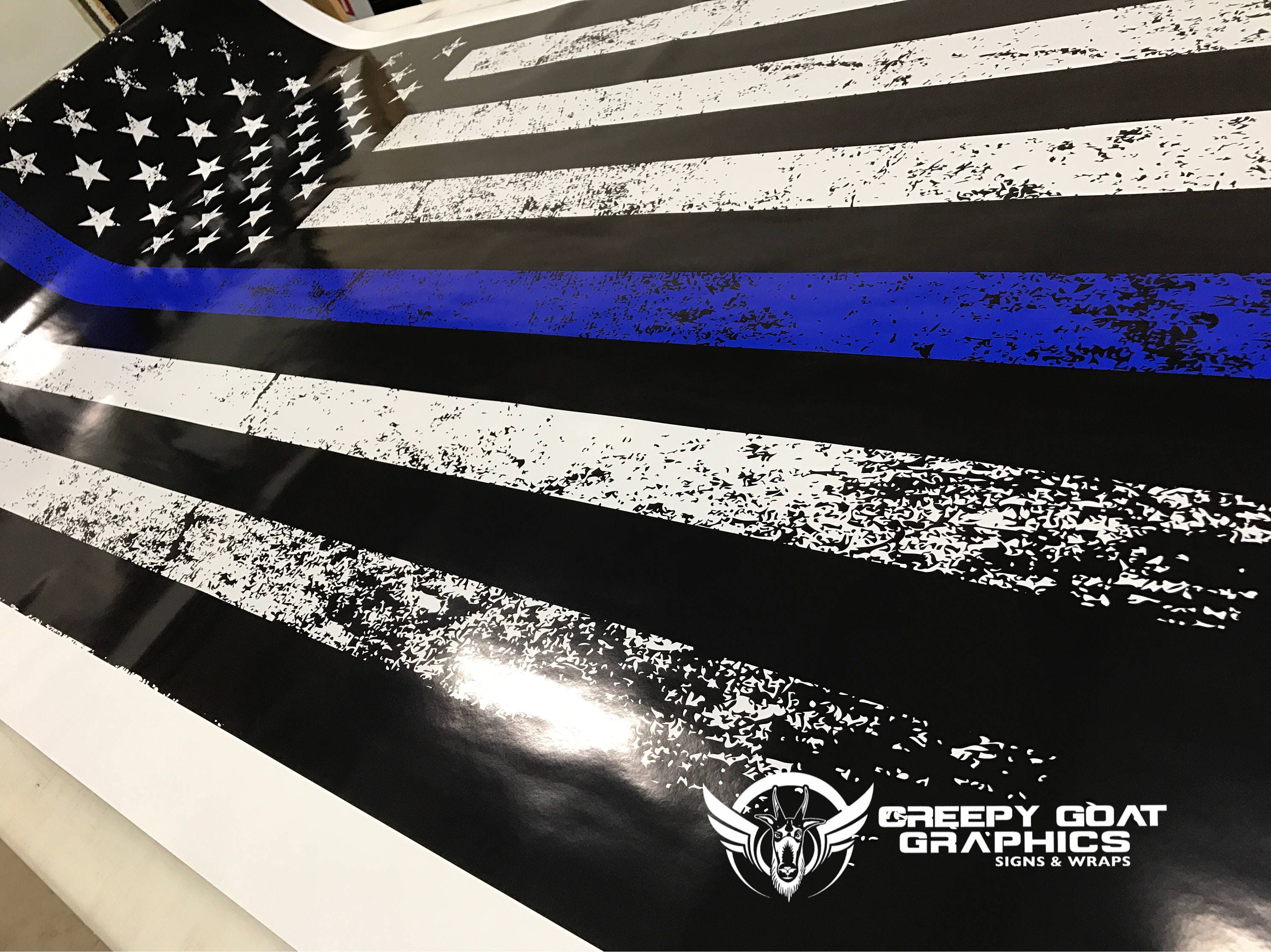 Thin Blue Line Distressed Flag