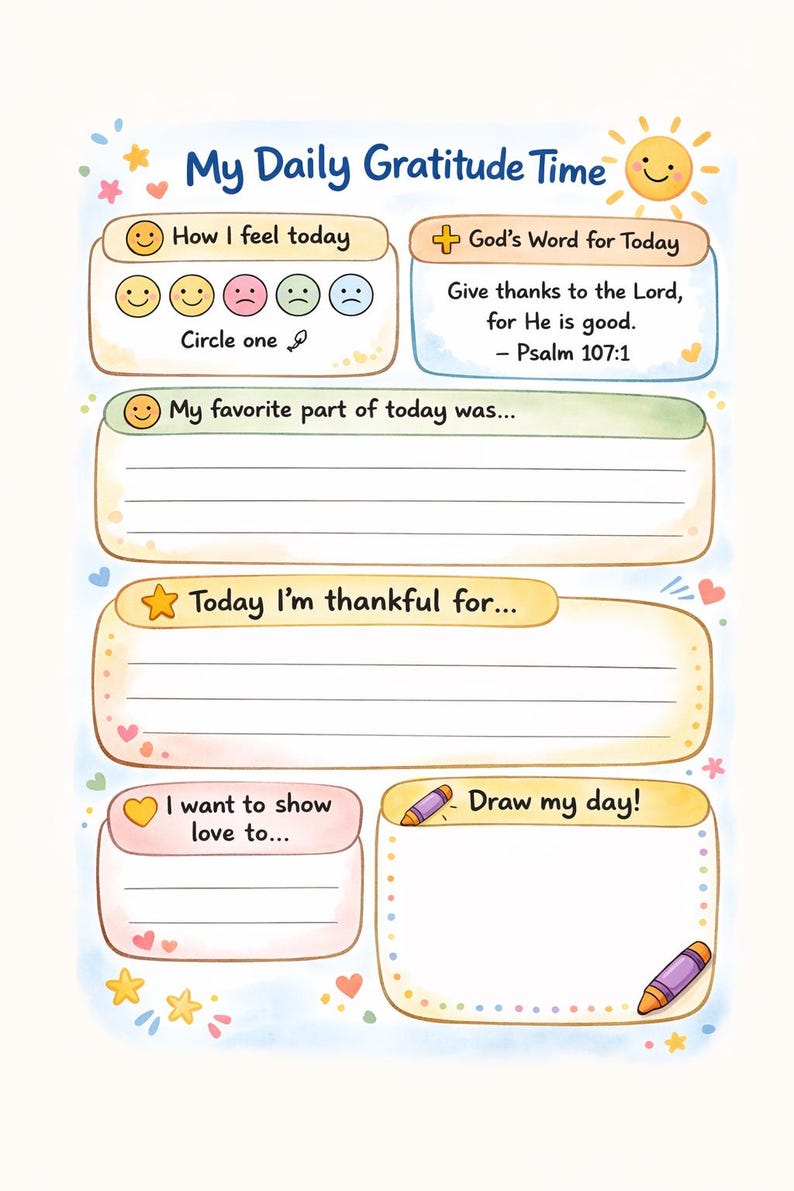 Kids Printable Gratitude Journal - Etsy