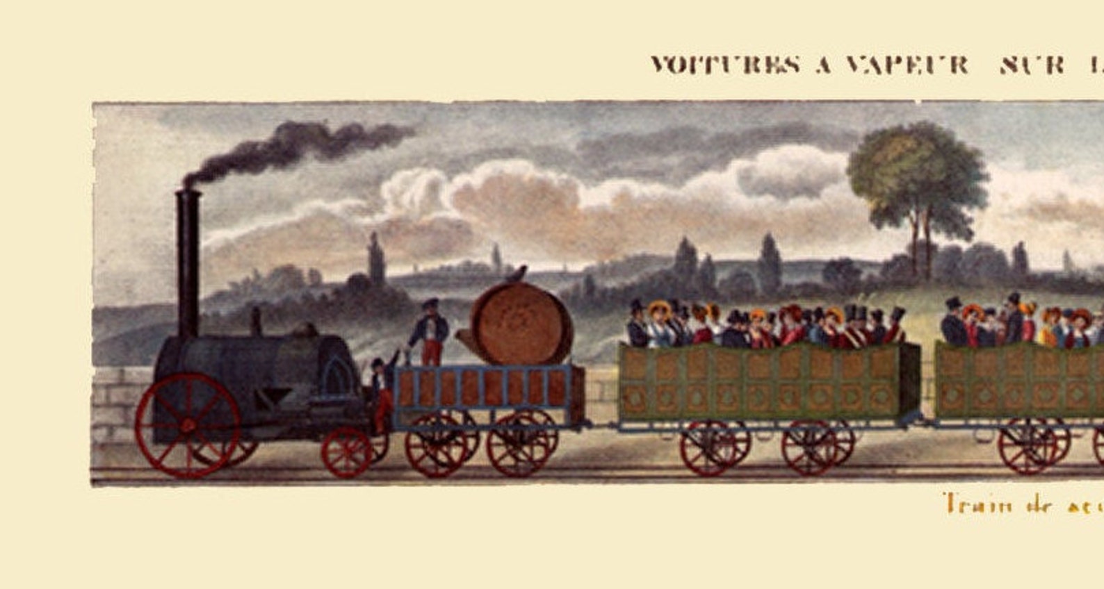 Victorian Trains by Engelmann C. 1840 Long Colour Print Printed in the ...