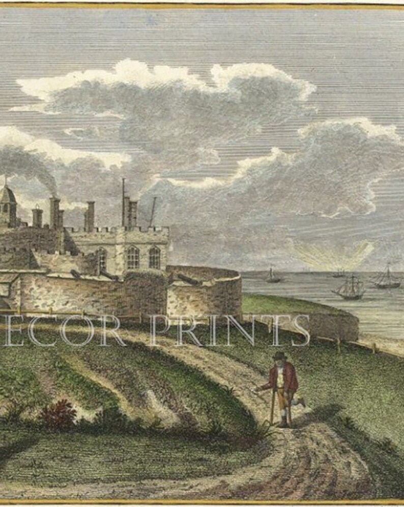 Deal Castle in Kent, 1780 Copperplate Engraving Hand Coloured in ...