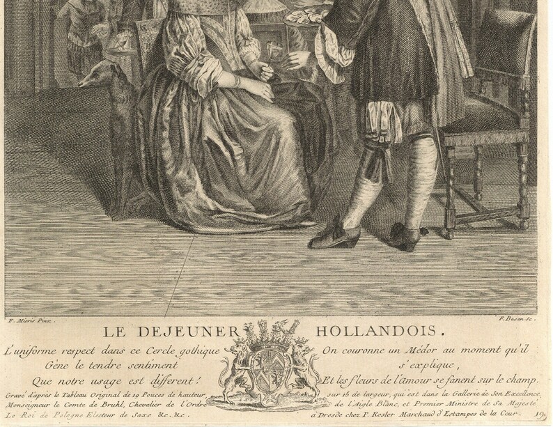 18th Century Original Engraving 'A Dutch Lunch' A Dutch Tavern Eating ...