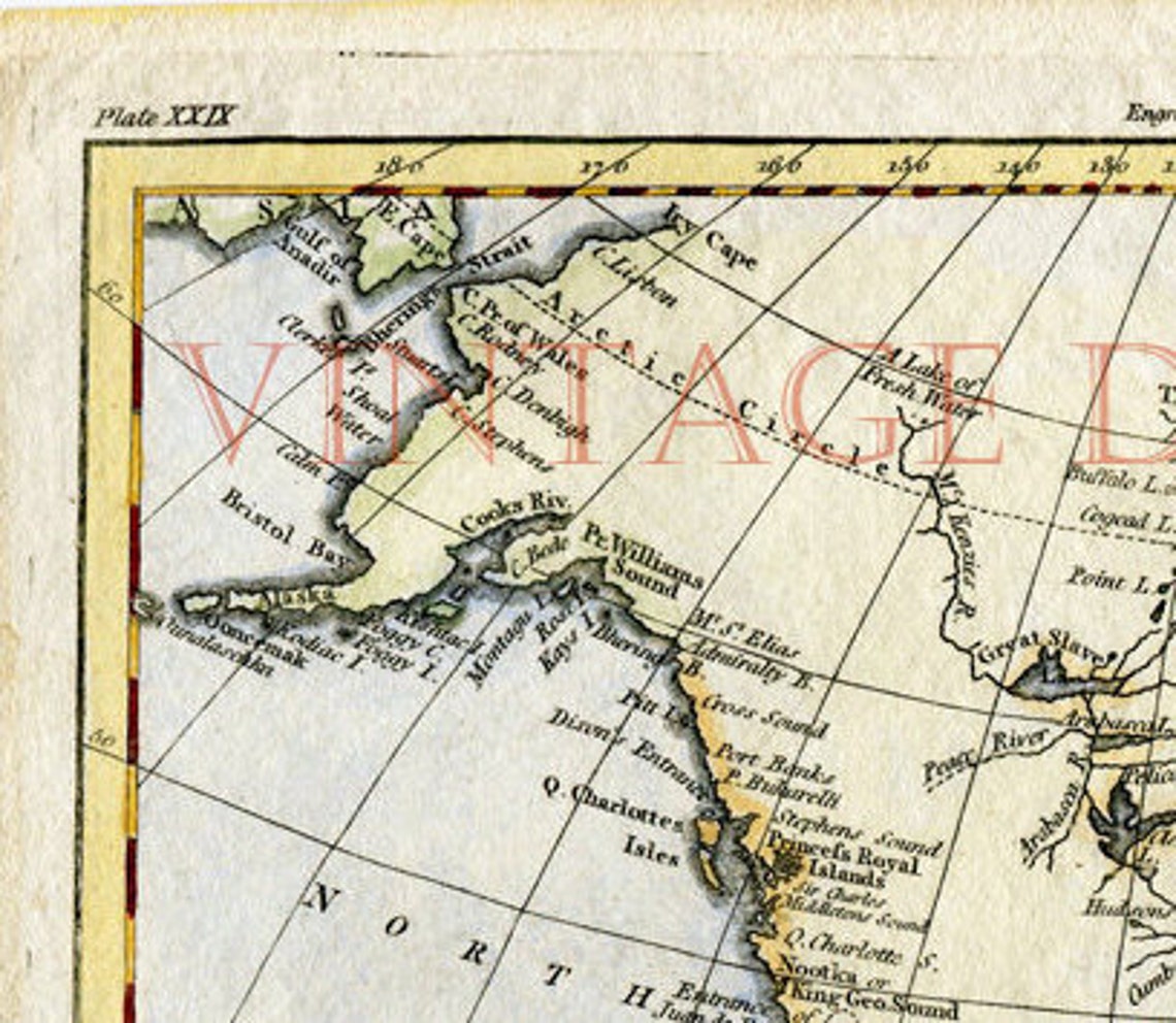 Map of North America. Antique Map Circa 1787. Retirement Gift for Man ...