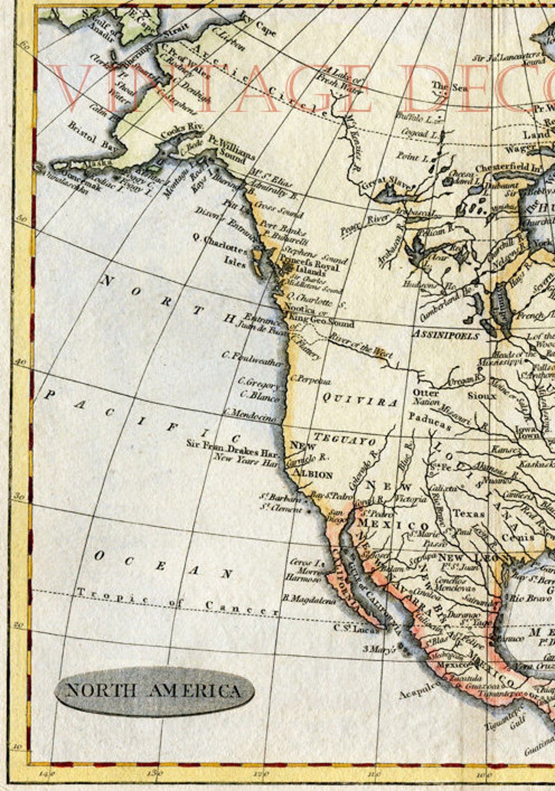 Map of North America. Antique Map Circa 1787. Retirement Gift for Man ...