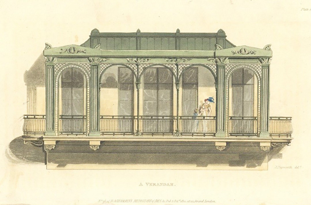 Ackermann 1812 Hand Coloured Aquatint Garden Architecture Print A ...