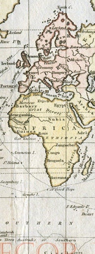 Map of the World Antique Map Circa 1787. Retirement Gift for Man. Hand ...