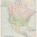 Antique Map of North America, Circa 1890, Showing the United States ...