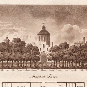 Monastic Farm Antique Garden Architecture Print, by John Plaw 1795 ...