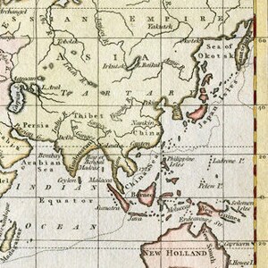 Map of the World Antique Map Circa 1787. Retirement Gift for Man. Hand ...