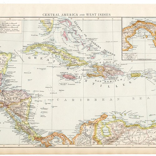 Digital Map of Central America and the Caribbean - Etsy