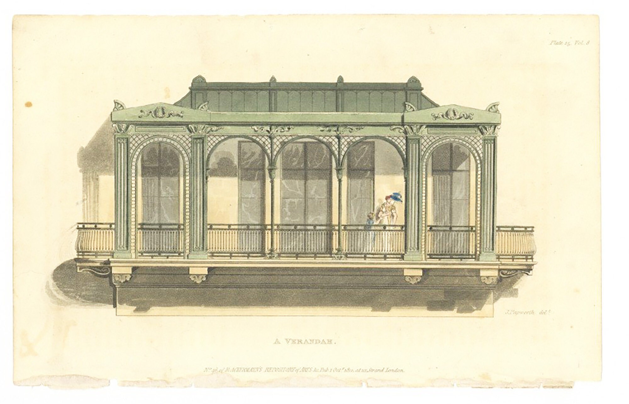 Ackermann 1812 Hand Coloured Aquatint Garden Architecture Print A ...