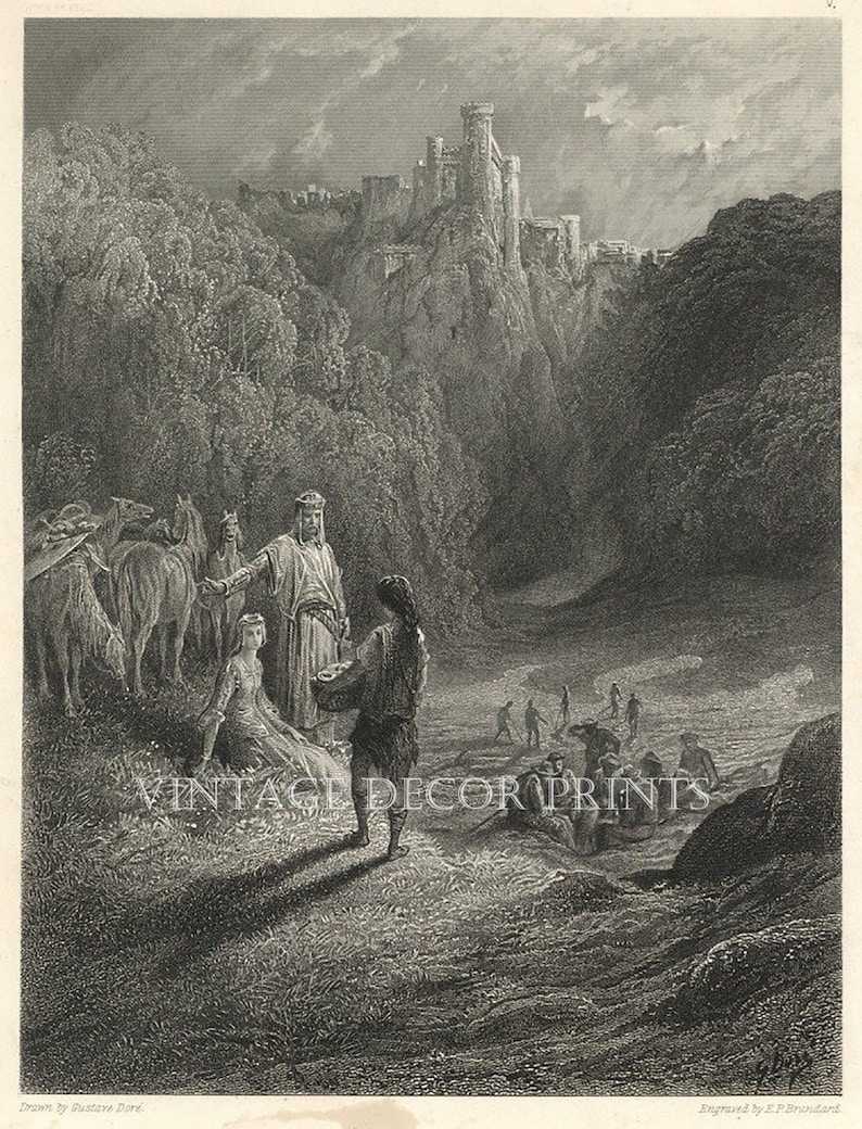 Gustave Doré Geraint and Enid in the Meadow From Tennyson's Enid Idylls ...